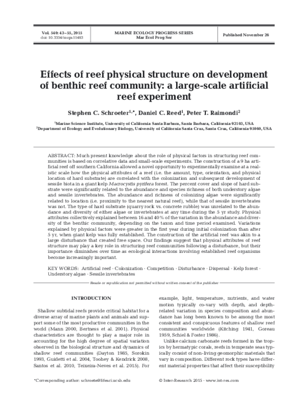 (PDF) Effects of reef physical structure on development of benthic reef ...