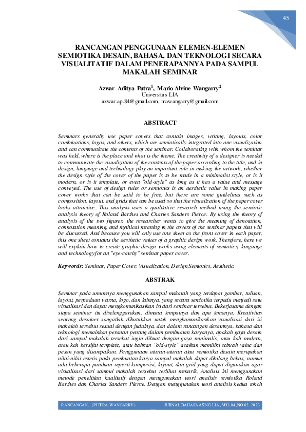 (PDF) RANCANGAN PENGGUNAAN ELEMEN-ELEMEN SEMIOTIKA DESAIN, BAHASA, DAN ...