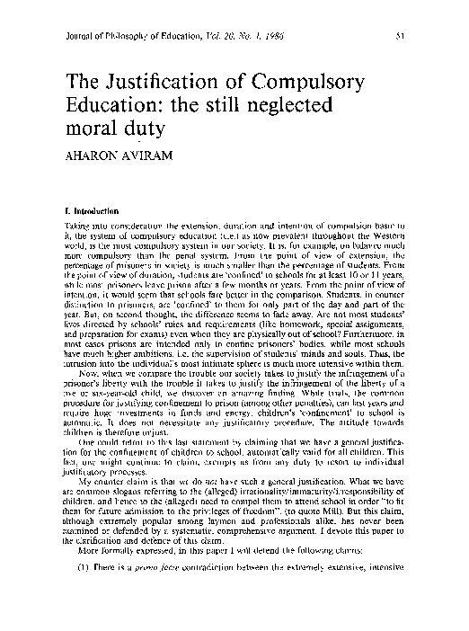 (PDF) The Justification of Compulsory Education: the still neglected ...