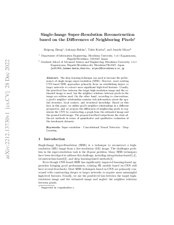 (PDF) Single-Image Super-Resolution Reconstruction Based on the Differences of Neighboring Pixels