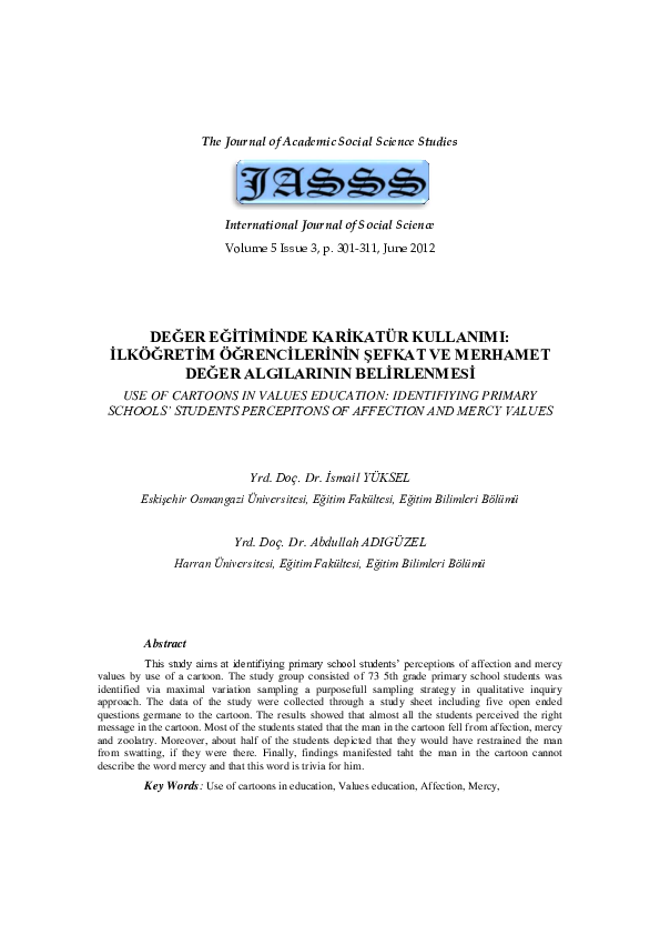 (PDF) Use of Cartoons in Values Education: Identifiying Primary Schools ...