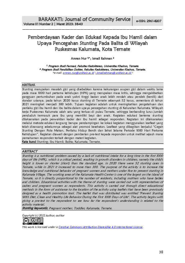 (PDF) Pemberdayaan Kader dan Edukasi Kepada Ibu Hamil dalam Upaya ... (PDF) Pemberdayaan Kader dan Edukasi Kepada Ibu Hamil dalam Upaya ...