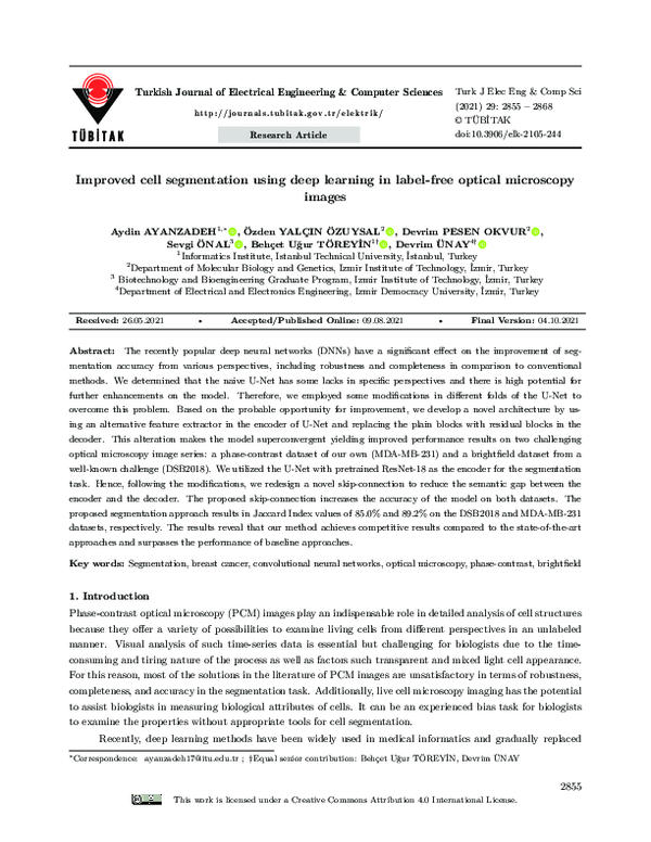 (PDF) Improved cell segmentation using deep learning in label-free optical microscopy images