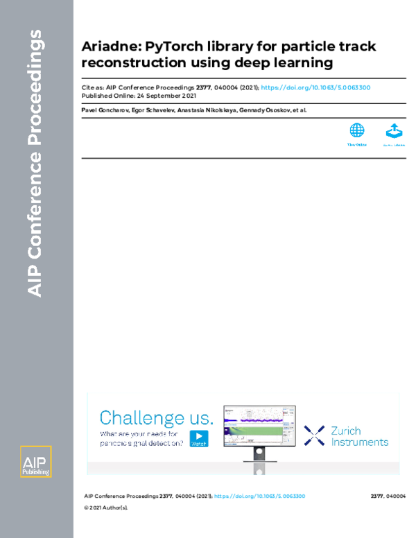 (PDF) Ariadne: PyTorch library for particle track reconstruction using ...