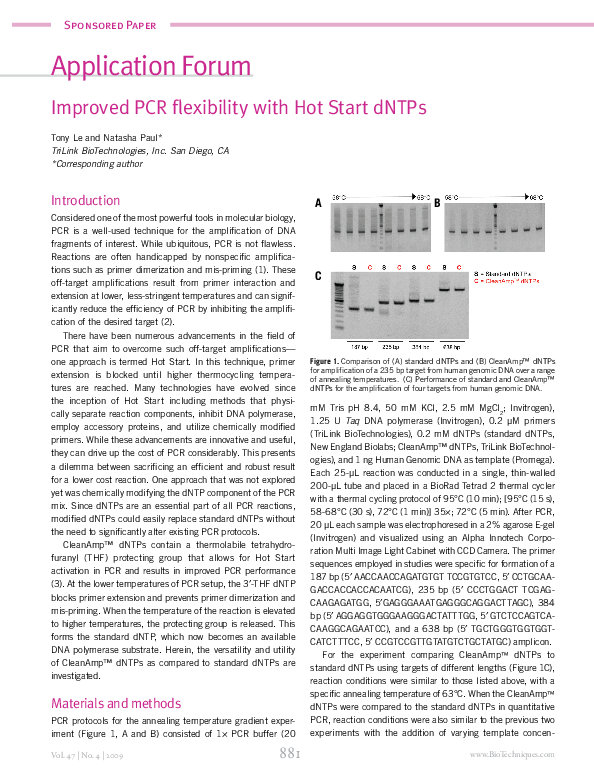 (PDF) Improved PCR flexibility with Hot Start dNTPs