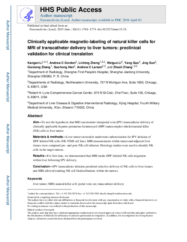 (PDF) Clinically applicable magnetic-labeling of natural killer cells ...