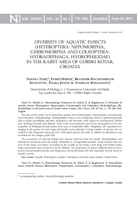 (PDF) Diversity of aquatic insects (Heteroptera: Nepomorpha ...
