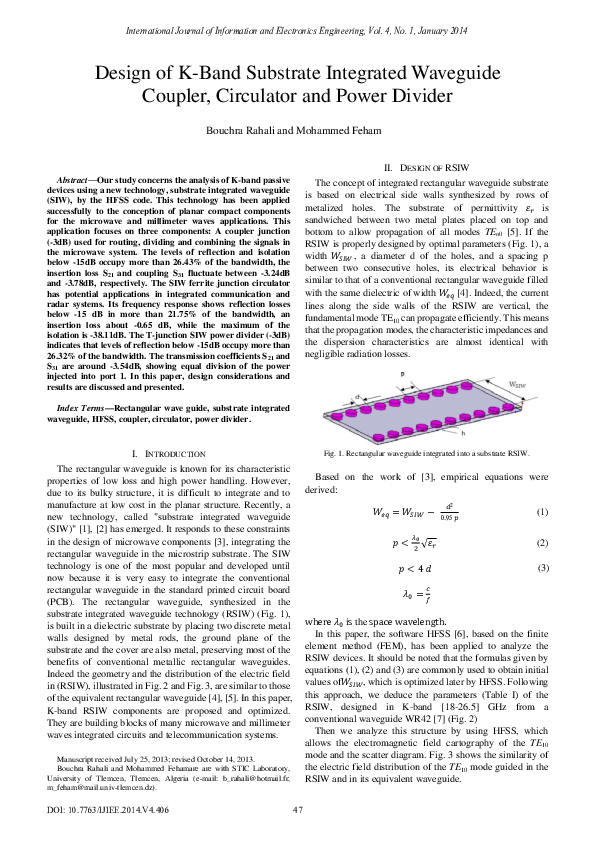 (PDF) Design of K-Band Substrate Integrated Waveguide Coupler ...