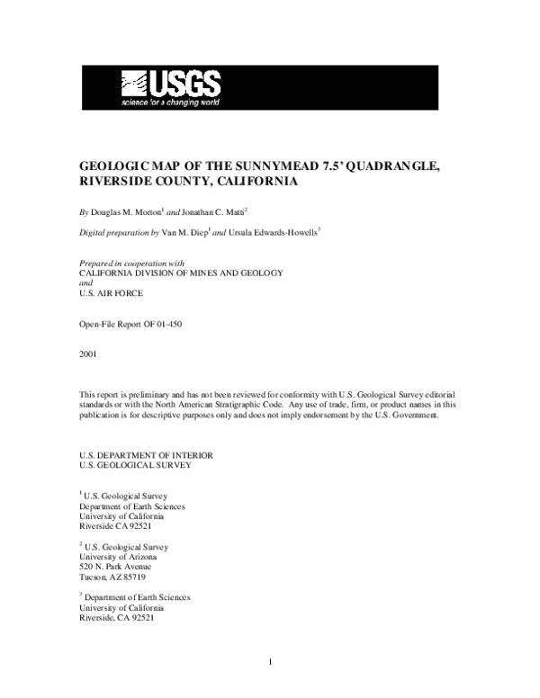 (PDF) Geologic map of the Sunnymead 7.5' quadrangle, Riverside County ...