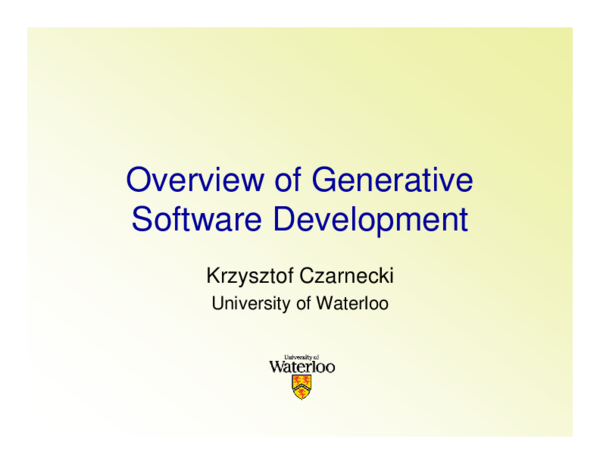 (PDF) Overview of Generative Software Development