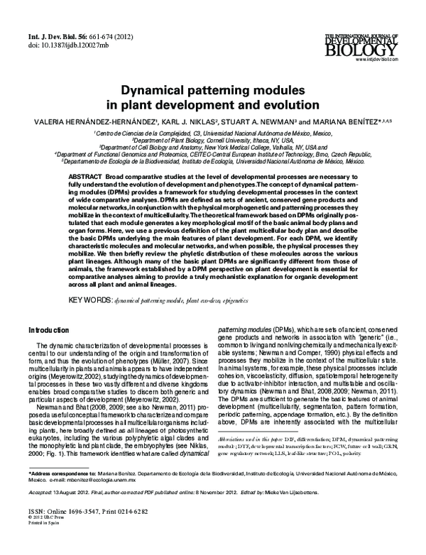 (PDF) Dynamical patterning modules in plant development and evolution