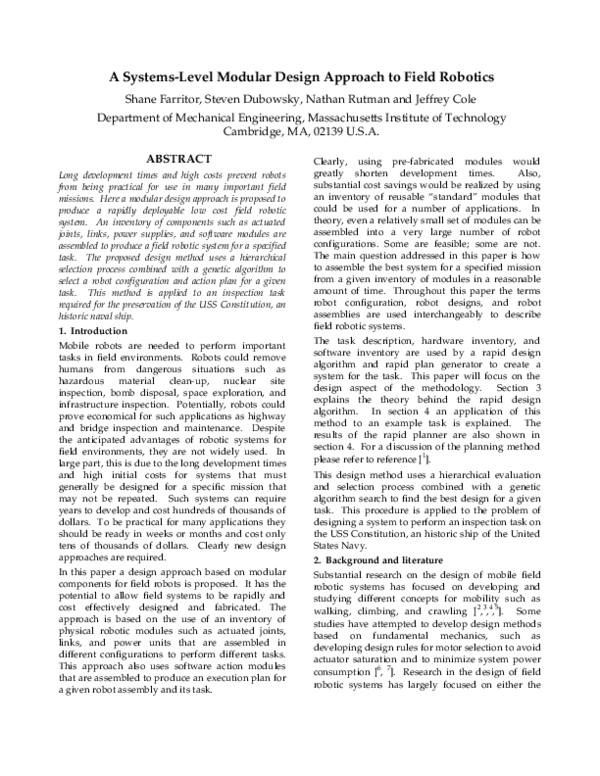 (PDF) A systems-level modular design approach to field robotics