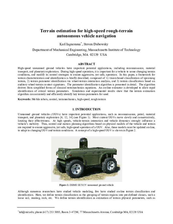 (PDF) Terrain estimation for high-speed rough-terrain autonomous vehicle navigation | Steven ...