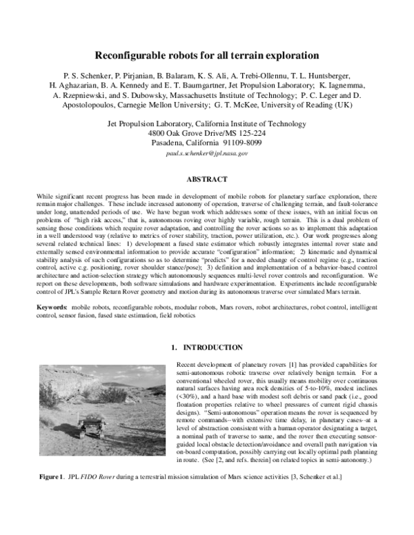 (PDF) Reconfigurable robots for all-terrain exploration
