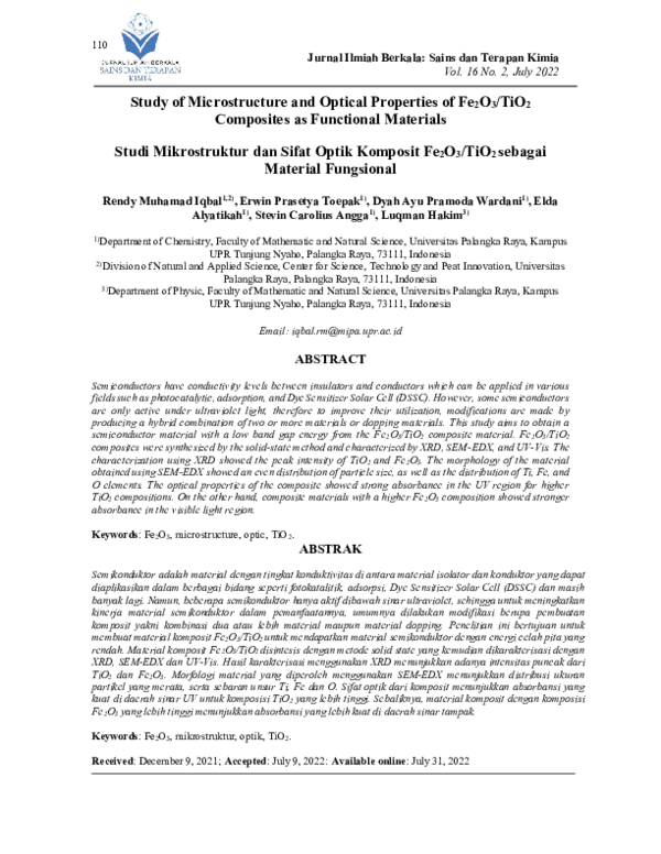 (PDF) Study of Microstructure and Optical Properties of Fe2O3/TiO2 ...