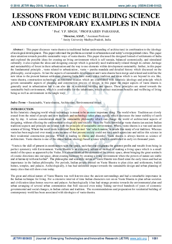(PDF) Lessons from Vedic Building Science and Contemporary Examples in ...
