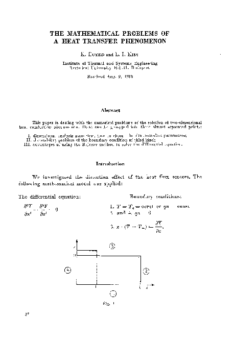 (PDF) The Mathematical Problems of a Heat Transfer Phenomenon