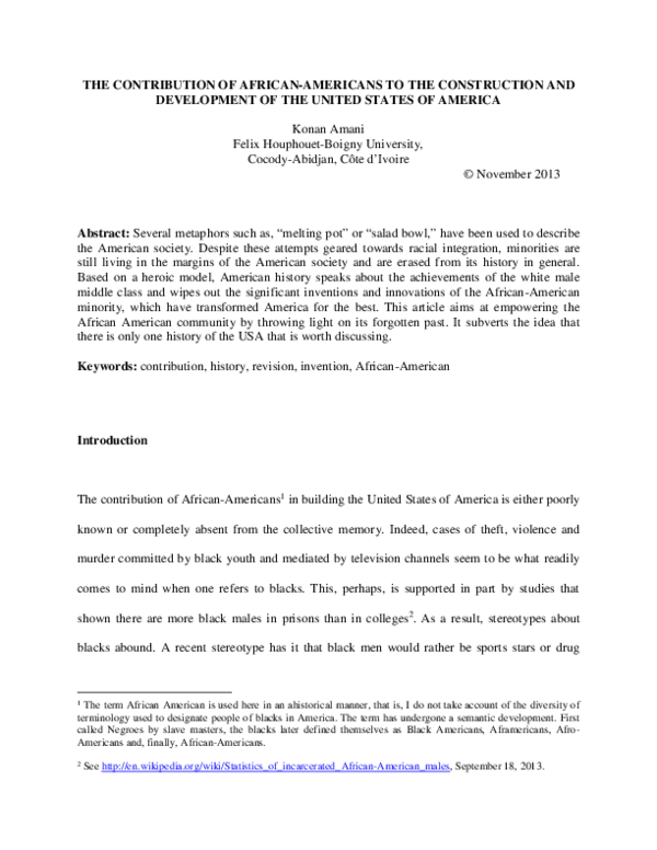 (PDF) The Contribution of African-Americans to the Construction and ...