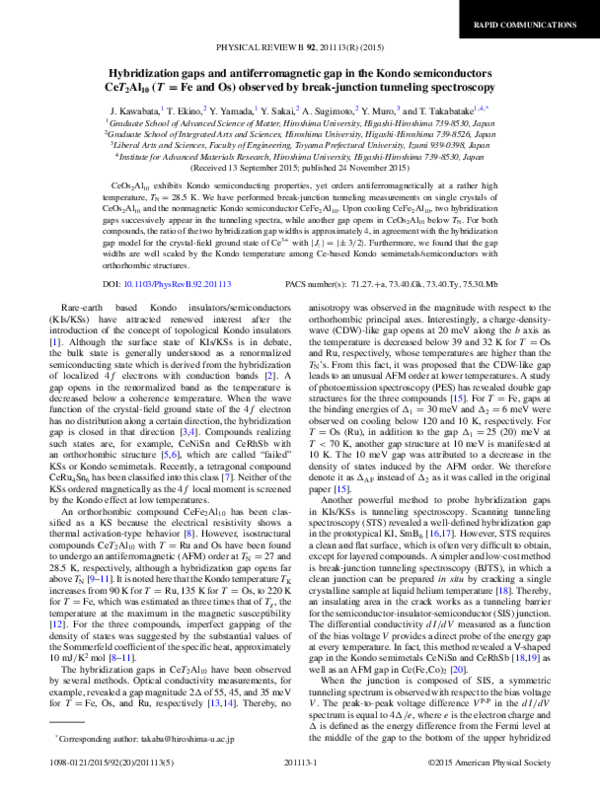 (PDF) Hybridization gaps and antiferromagnetic gap in the Kondo ...