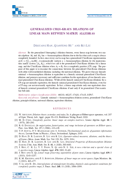 (PDF) Generalized Choi-Kraus dilations of linear maps between matrix ...