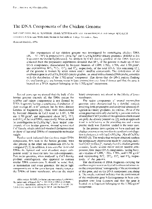 (PDF) The DNA Components of the Chicken Genome