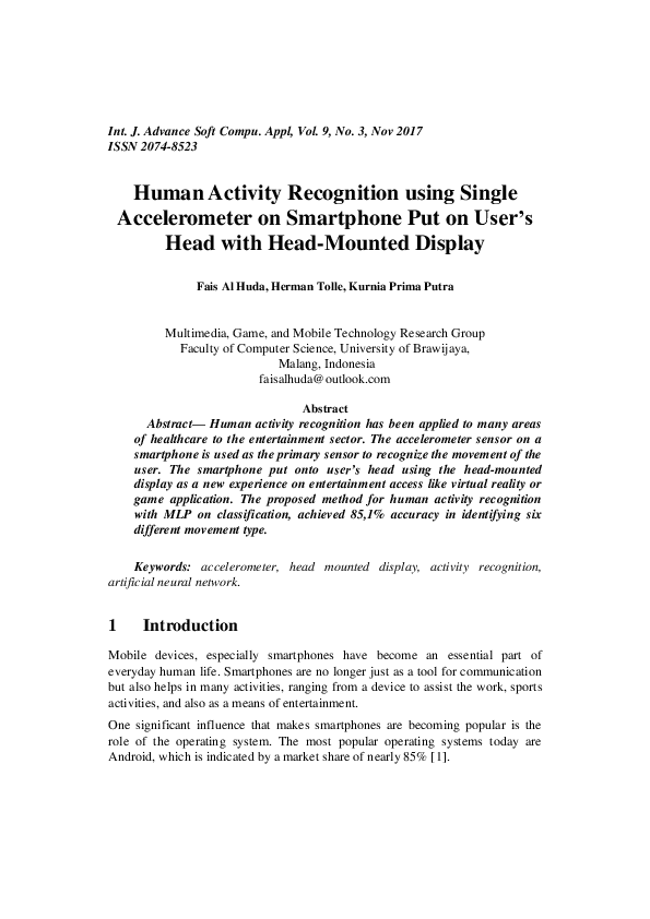 Pdf Human Activity Recognition Using Single Accelerometer On