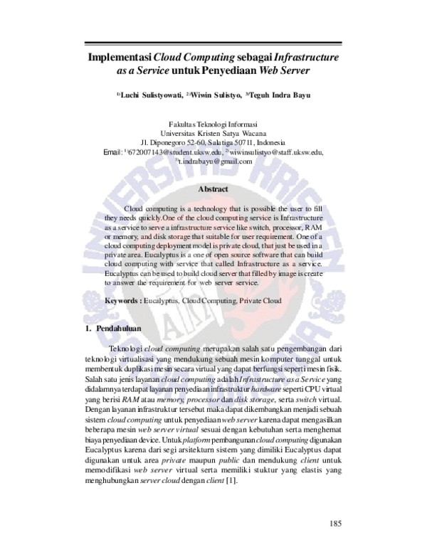 (PDF) Implementasi Cloud Computing Sebagai Infrastructure as a Serviceuntuk Penyediaan Web Server