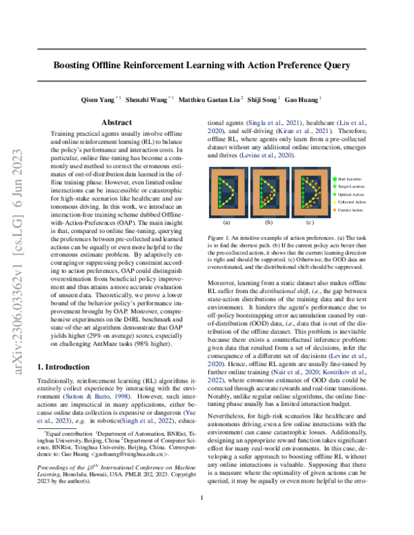 (PDF) Boosting Offline Reinforcement Learning with Action Preference Query