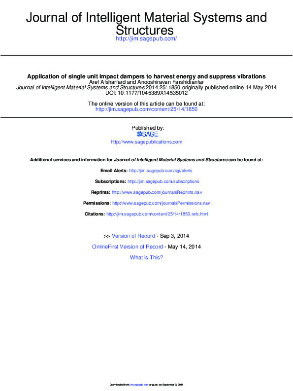 (PDF) Application of single unit impact dampers to harvest energy and ...