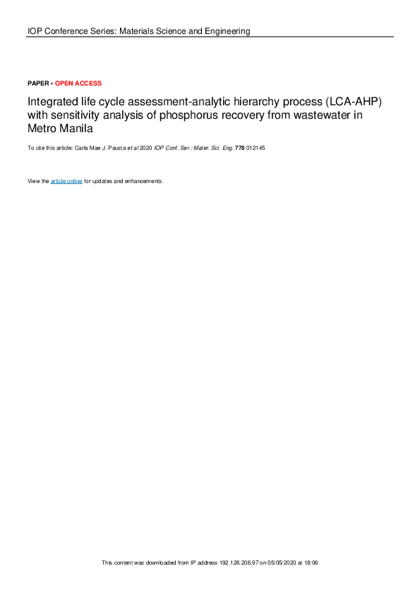 (PDF) Integrated life cycle assessment-analytic hierarchy process (LCA ...