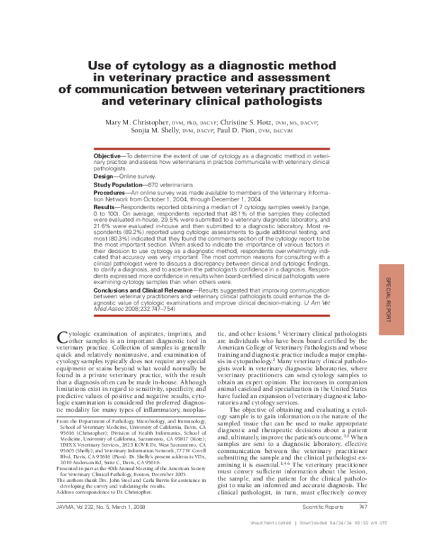 (PDF) Use of cytology as a diagnostic method in veterinary practice and ...