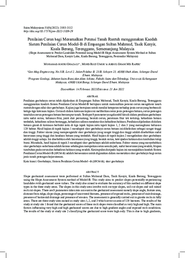 (PDF) Penilaian Cerun bagi Meramalkan Potensi Tanah Runtuh menggunakan ...