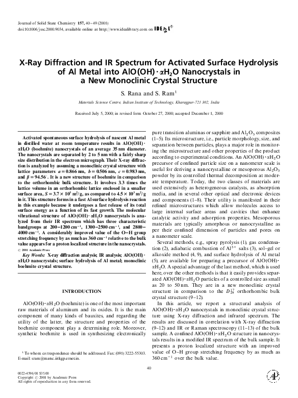 (PDF) X-Ray Diffraction and IR Spectrum for Activated Surface ...