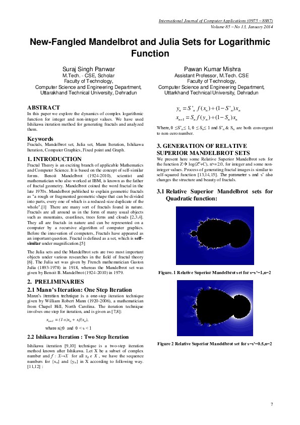 Pdf New Fangled Mandelbrot And Julia Sets For Logarithmic Function