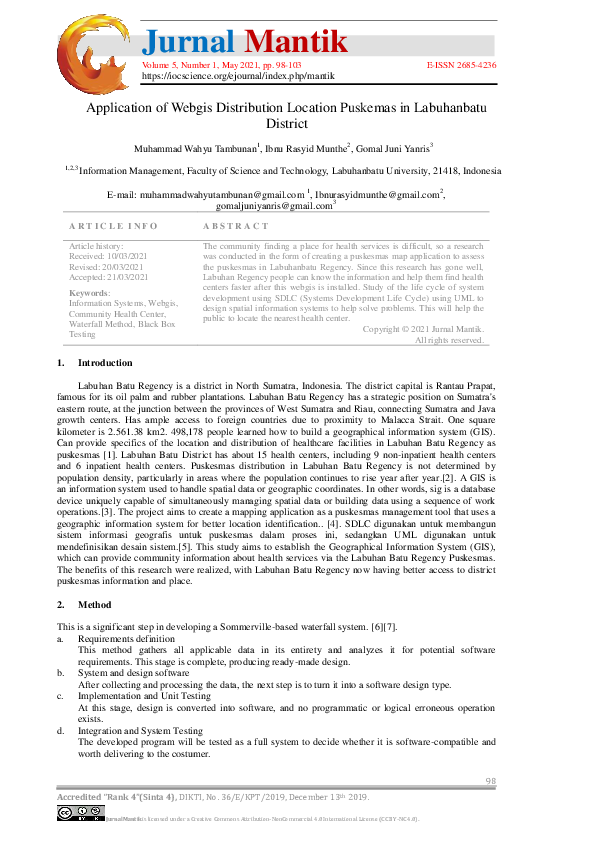 (PDF) Application of Webgis Distribution Location Puskemas in Labuhanbatu District