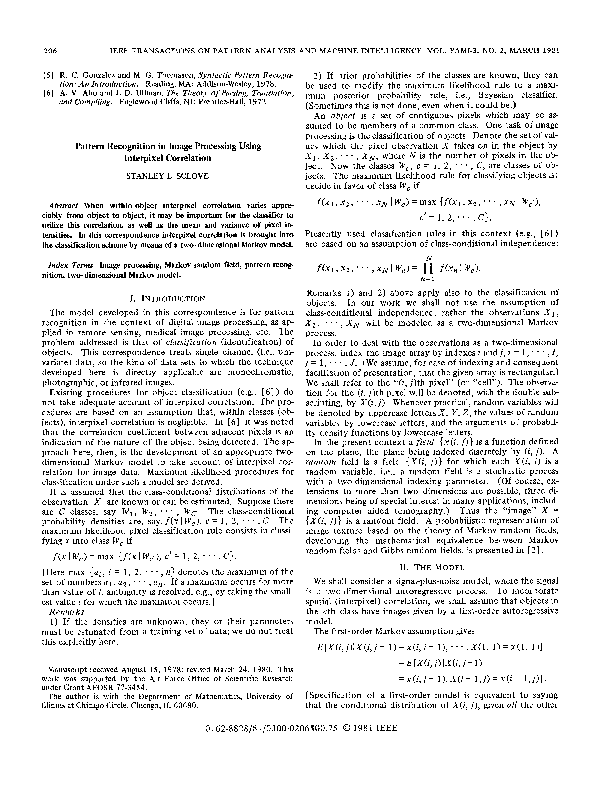 (PDF) Pattern Recognition in Image Processing Using Interpixel Correlation