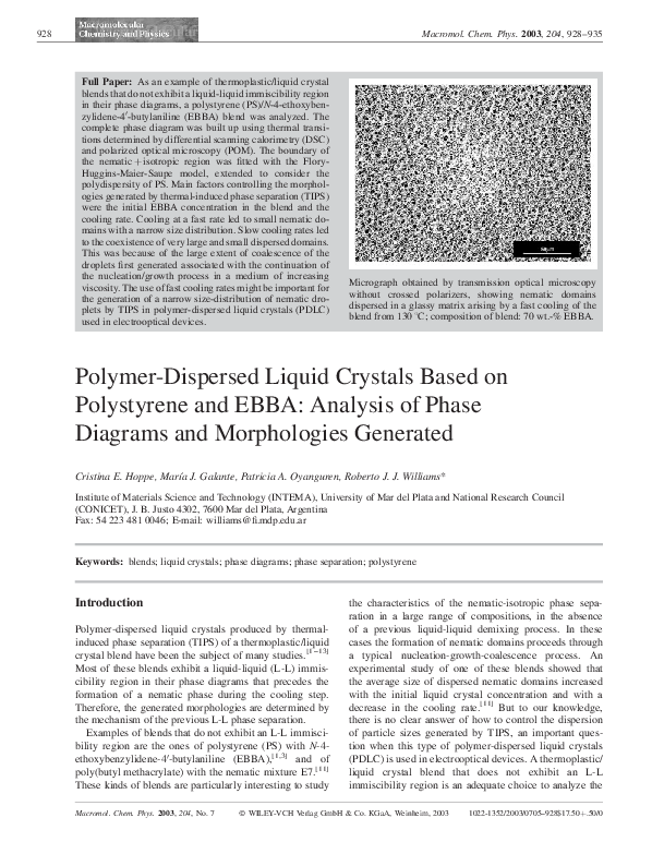 (PDF) Polymer Dispersed Liquid Crystals Based on Poly Vinyl Alcohol ...