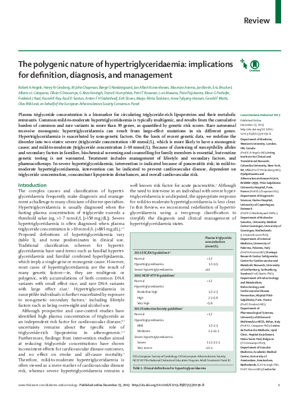(PDF) The polygenic nature of hypertriglyceridaemia: implications for ...