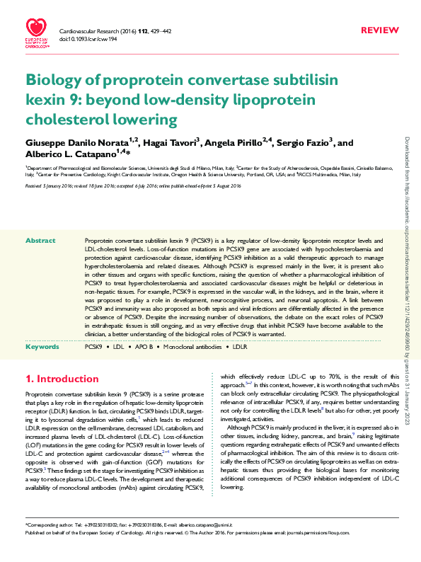 (PDF) Biology of proprotein convertase subtilisin kexin 9: beyond low ...