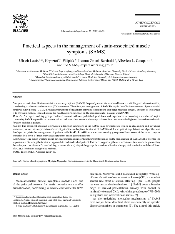 (PDF) Practical aspects in the management of statin-associated muscle ...
