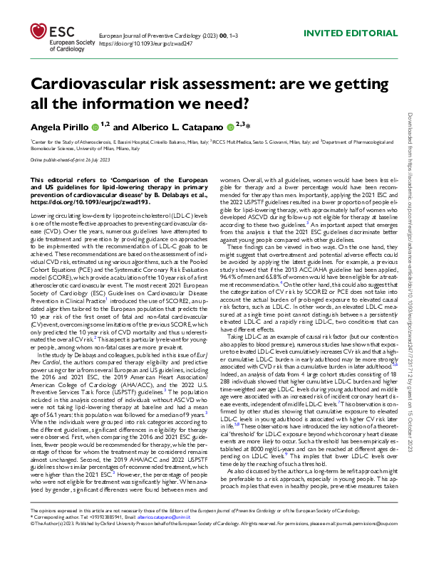 (PDF) Cardiovascular risk assessment: are we getting all the ...