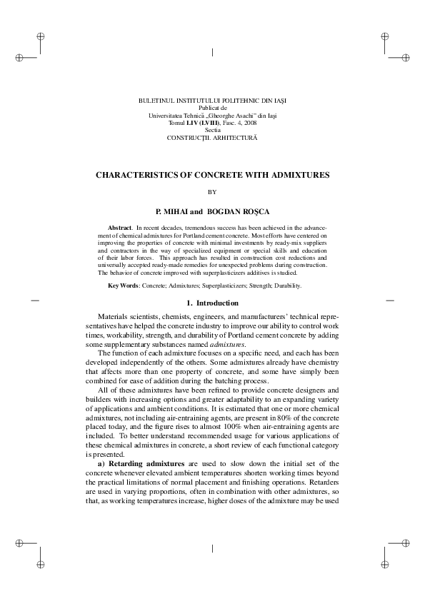 (PDF) Characteristics of Concrete with Admixtures