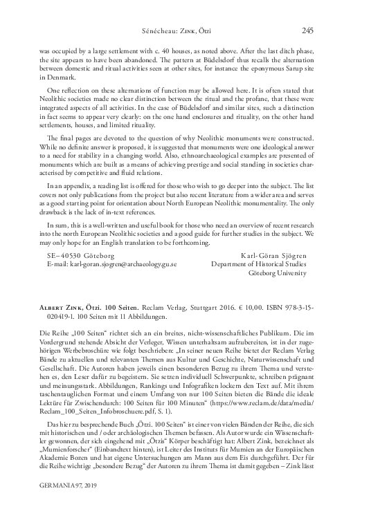 (PDF) Albert Zink, Ötzi. 100 Seiten