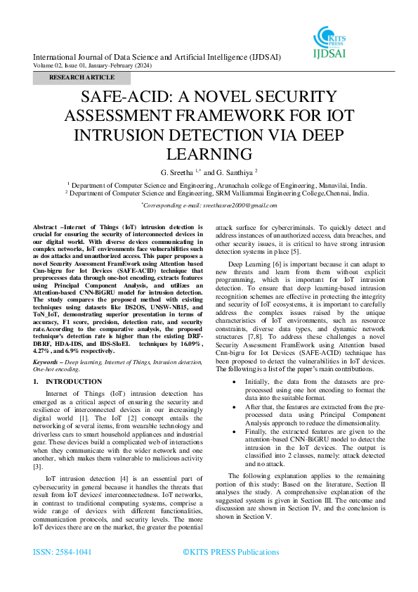 (PDF) SAFE-ACID: A NOVEL SECURITY ASSESSMENT FRAMEWORK FOR IOT INTRUSION DETECTION VIA DEEP LEARNING