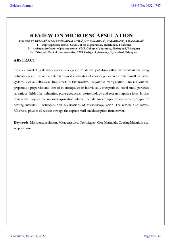 (PDF) REVIEW ON MICROENCAPSULATION