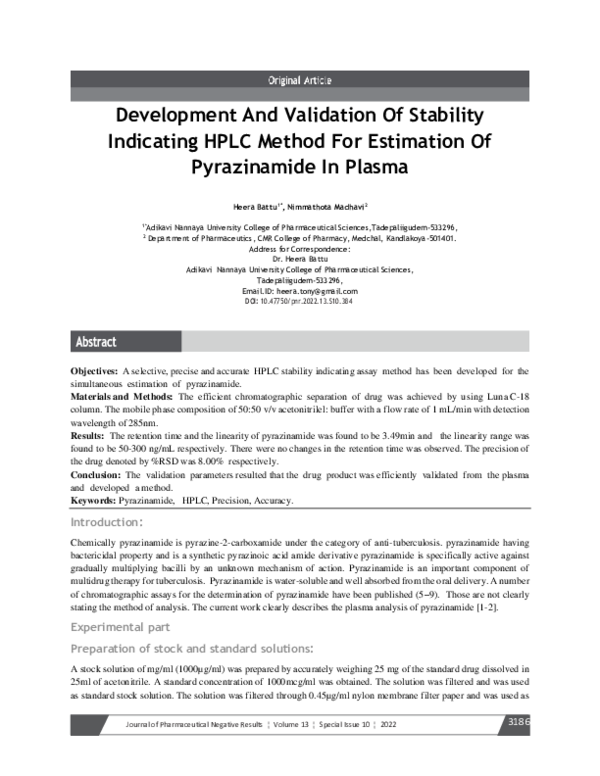 (PDF) Development And Validation Of Stability Indicating HPLC Method For Estimation Of ...
