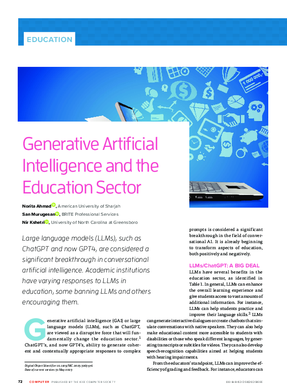 (PDF) Generative Artificial Intelligence and the Education Sector