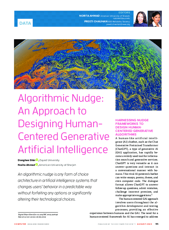 (PDF) Algorithmic Nudge: An Approach to Designing Human-Centered Generative Artificial Intelligence