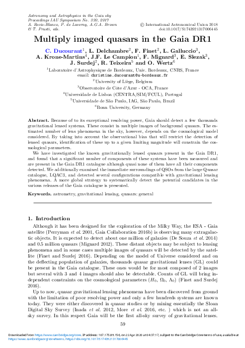 (PDF) Multiply imaged quasars in the Gaia DR1