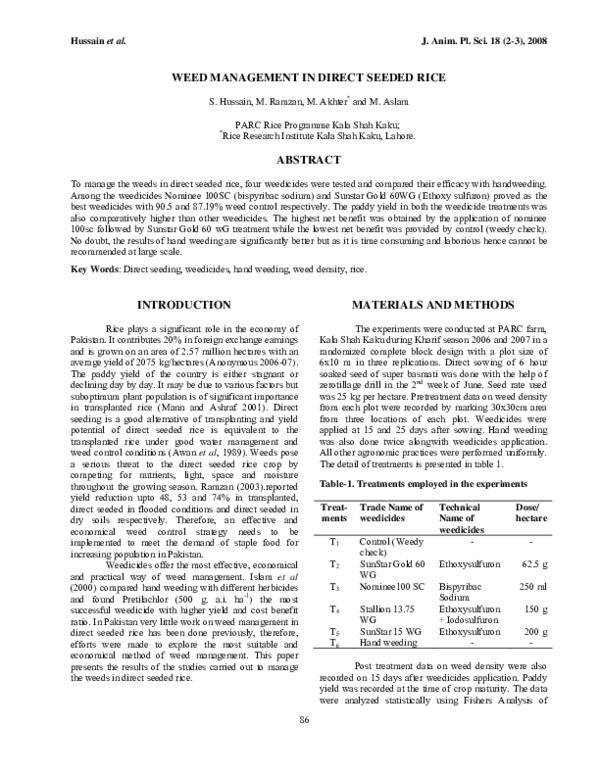 (PDF) Weed Management in Direct‐Seeded Rice